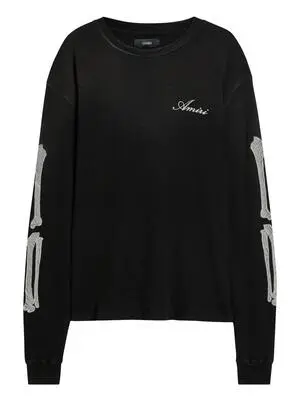 Amiri Embroidered Waffle Stretch-cotton Top - Black