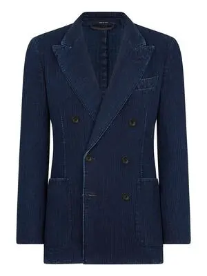TOM FORD Double-breasted Denim Blazer - Blue