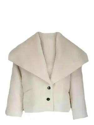 Kiton Oversized Collar Button Coat - White