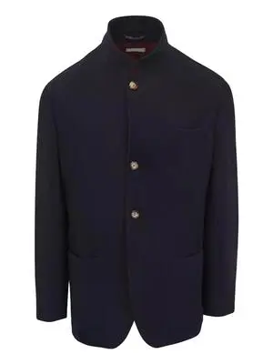 Brunello Cucinelli Mandarin-collar Coat - Blue