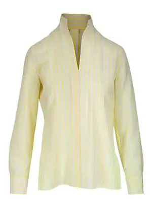 AKRIS Striped V-Neck Shirt