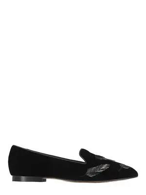 ARTEANA Velvet Loafers With Feather Embellishment
