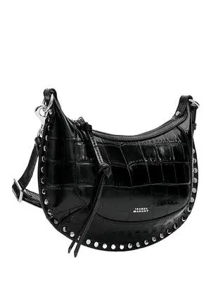 Isabel Marant Oskan Moon Leather Croco Bag - Black/silver
