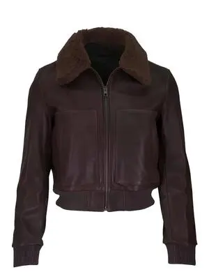 NILI LOTAN Shearling Collar Jacket - Brown