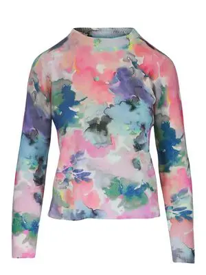 KINROSS CASHMERE Floral Long-Sleeve Top