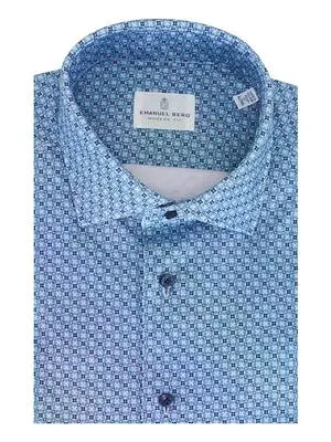 EMANUEL BERG Geometric-print Shirt - Blue