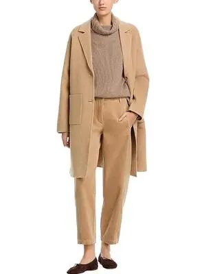 Eileen Fisher Notch Collar Wool Coat - Biscuit