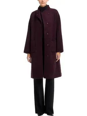 Eileen Fisher High Collar Wool Coat - Casis