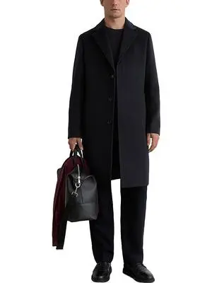 REISS Empire Relaxed Fit Wool-blend Overcoat - Navy