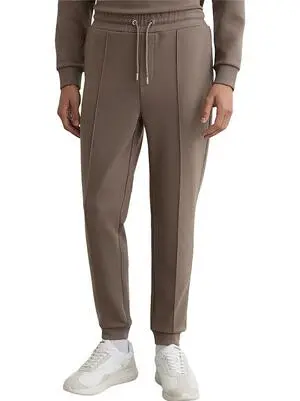 REISS Premier Interlock Drawstring Jogger Pants Light Brown