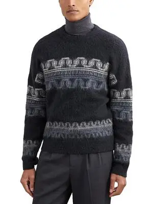 REISS Lennox Fair Isle Wool-alpaca Blend Jumper - Navy