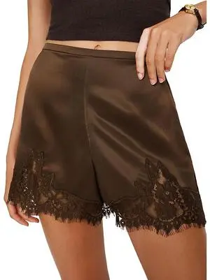 REFORMATION Fern Satin Shorts - Pinecone