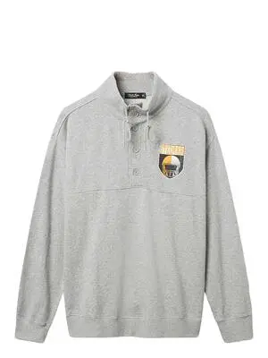 Junk Food Clothing Nfl Pittsburgh Steelers Slant 1/4 Button Up Fleece - Heather Grey