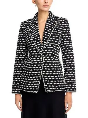 Elie Tahari Selma Tweed Jacket - Black And White Tweed