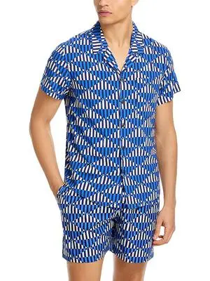 YUASA MENSWEAR Vertigo Diamonds Resort Shirt - Blue