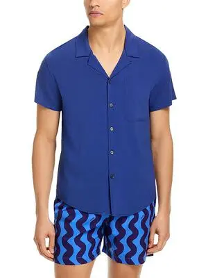 YUASA MENSWEAR Solid Resort Shirt - Ocean Cavern