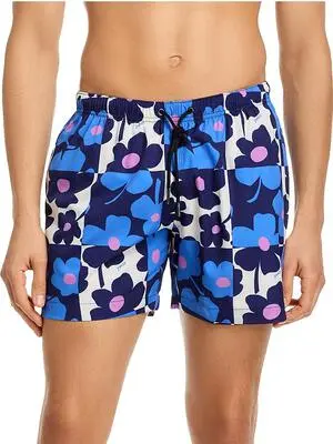 YUASA MENSWEAR Floral Printed Swim Shorts - Blue