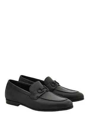 FERRAGAMO Slip-on Deerskin Loafers - Nero