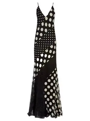 Nina Ricci Polka-dot Silk Maxi Dress - Black