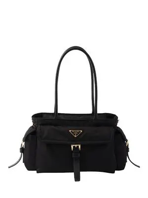 Prada Explore Medium Re-nylon And Leather Tote Bag - Black