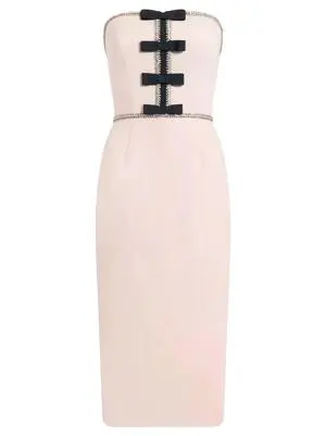 Jenny Packham Odette Bow-embellished Midi Dress - Neutrals