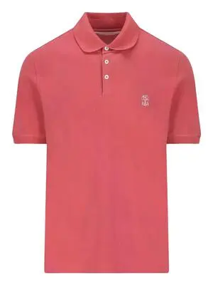 Brunello Cucinelli Button Short-sleeve Polo Shirt Red