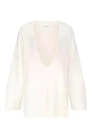 Loulou De Saison Gabe Ribbed U Neck Sweater - Neutrals