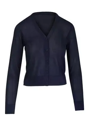 Kinross Cashmere V-neck Cardigan - Blue
