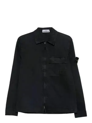 Stone Island Shirt Jacket With Zip Pocket Blue