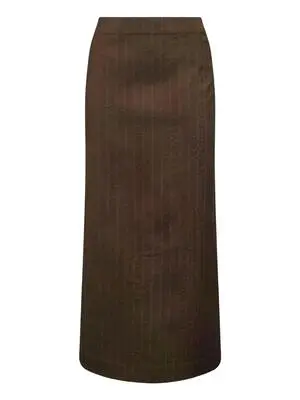 UMA WANG Pinstripe Button Skirt - Brown