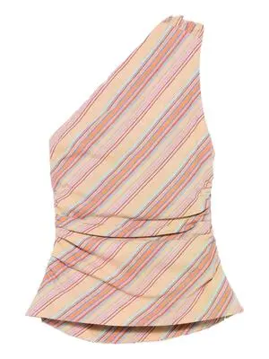Faithfull The Brand Aurora Striped One-shoulder Blouse - Neutrals