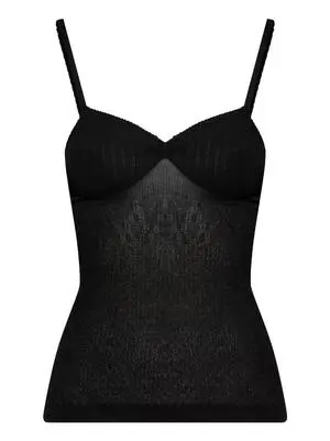 Victoria Beckham Ribbed Tank Top - Black