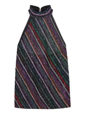 Missoni Striped Sequin Halter Top - Black