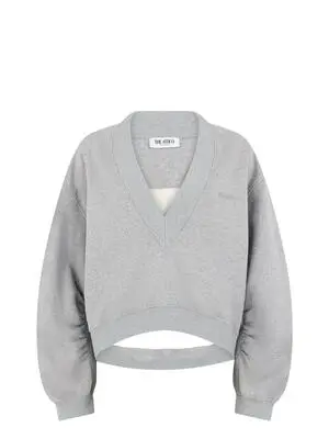 Attico Oversized Fleece Sweatshirt - Grey Melange