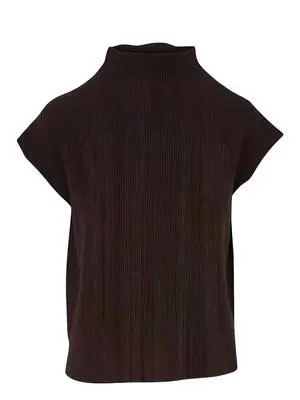 Kinross Cashmere Ribbed Knit Top - Brown