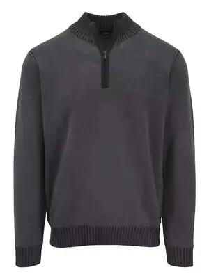 Kinross Cashmere Half-zip Mock Neck Sweater - Grey