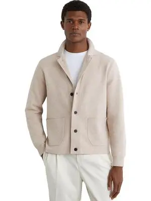 REISS Collared Button-through Cardigan - Oatmeal