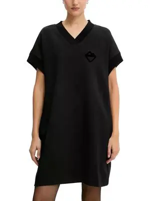 Iceberg V-neck Mini Dress With Logo - Black