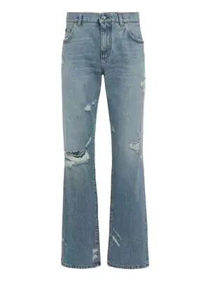 Dolce & Gabbana Distressed Straight Leg Jeans - Blue