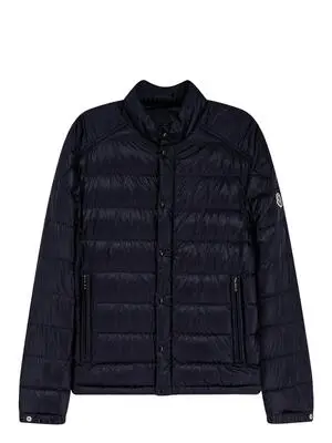 Moncler Down Jacket With Logo Patch - Blue