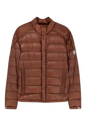 Moncler Selves Down Jacket With Logo Patch - Brown