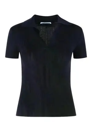 Max Mara Albero Ribbed Polo Top - Blue