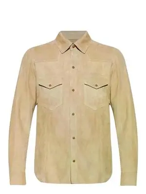 Eleventy Flap-pocket Suede Shirt - Neutrals