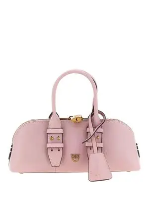 Pinko Love Birds Bowling Leather Handbag - Pink