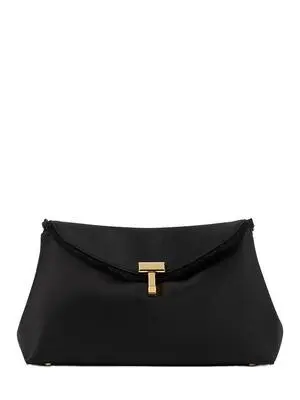 TOTEME Mini T-lock Frayed Clutch - Black