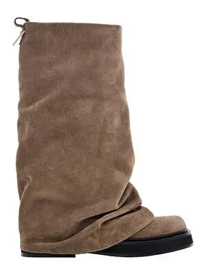 Attico Suede Combat Boots - Beige
