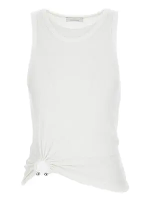 Rabanne Ribbed Stretch Cotton Tank Top - White