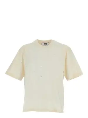 GOLDEN GOOSE Cotton T-shirt With Micro Studs - White