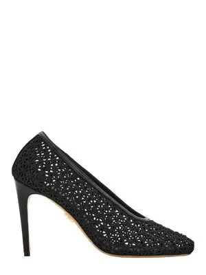 FERRAGAMO Macramé Stiletto Pumps - Black