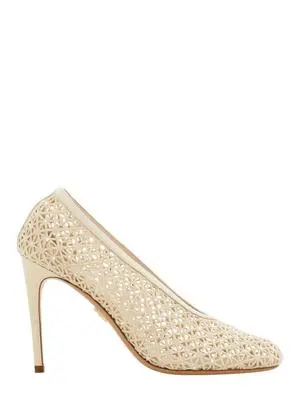FERRAGAMO Macramé Stiletto Pumps - White